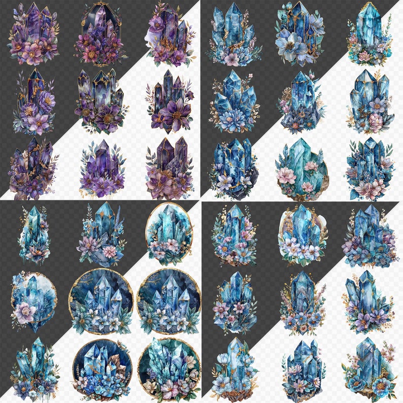 PNG Crystals Gems Watercolor Clipart Geobe Clipart Bundle PNG ...