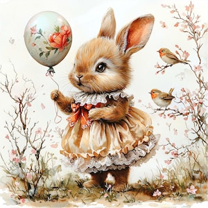 JPEG Watercolor Spring Rabbit Clipart Bundle Cute Bunny Clipart Spring ...