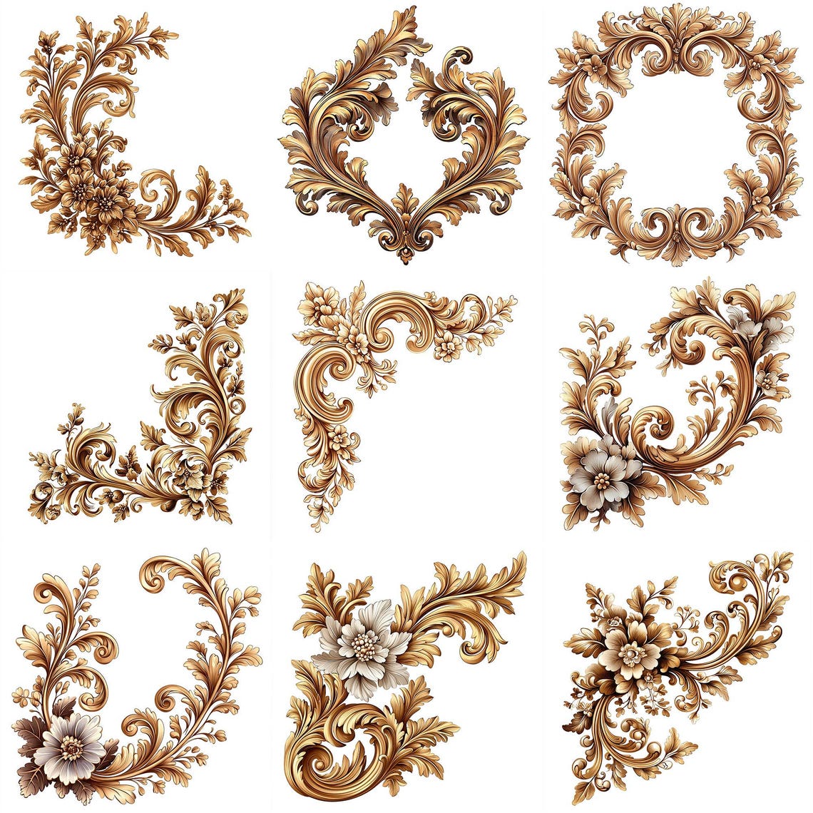Bronze Corners Clipart Bundle Borders JPEG Ornaments Clipart Vintage ...