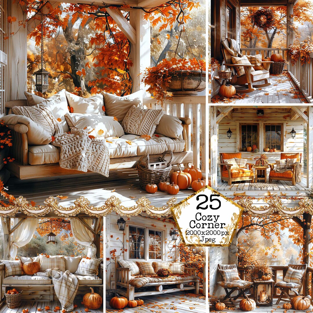 JPEG Watercolor Cozy Autumn Images JPEG Porch Clipart Bookworm Clipart ...