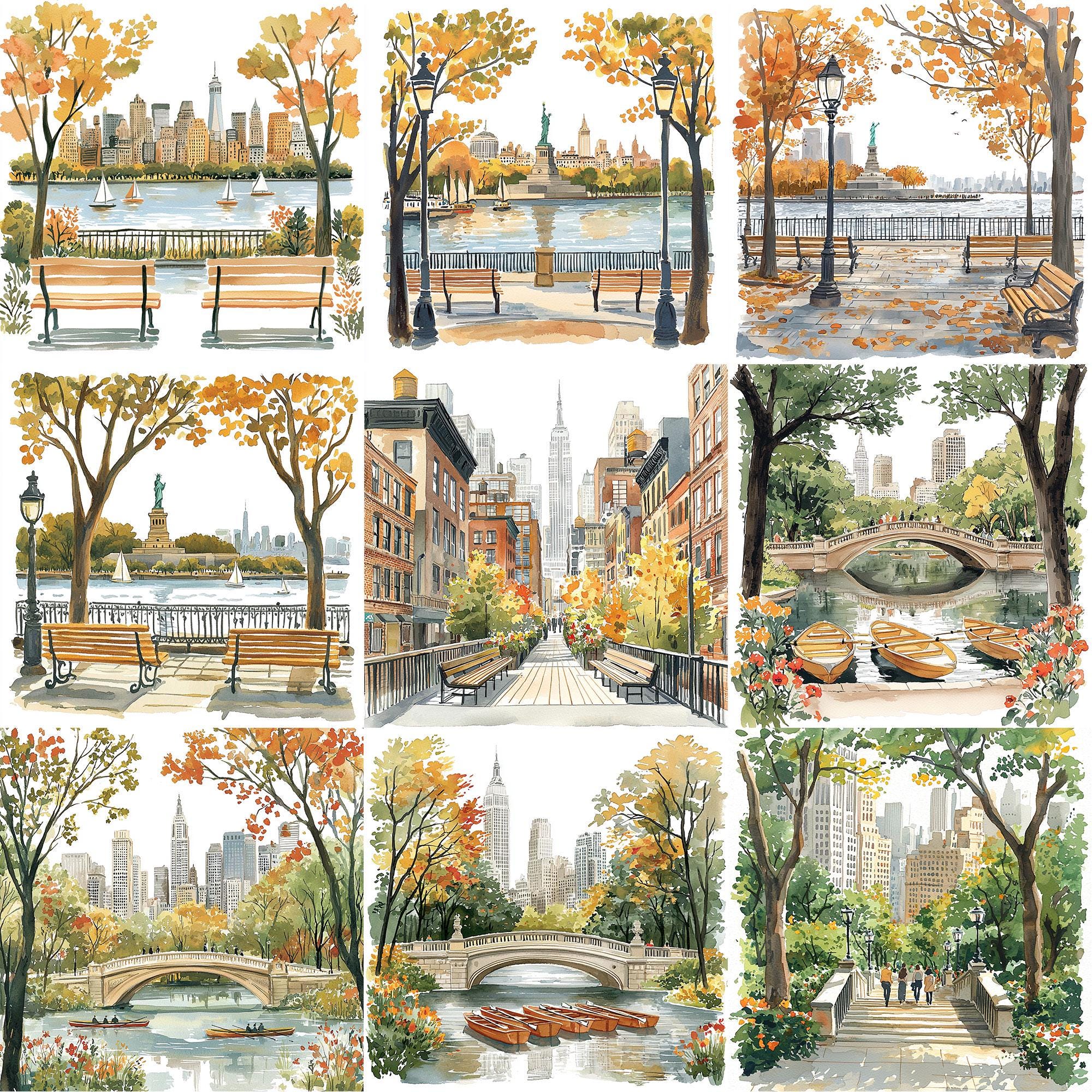 JPEG Watercolor New York Clipart Bundle USA Clipart City Clipart State ...
