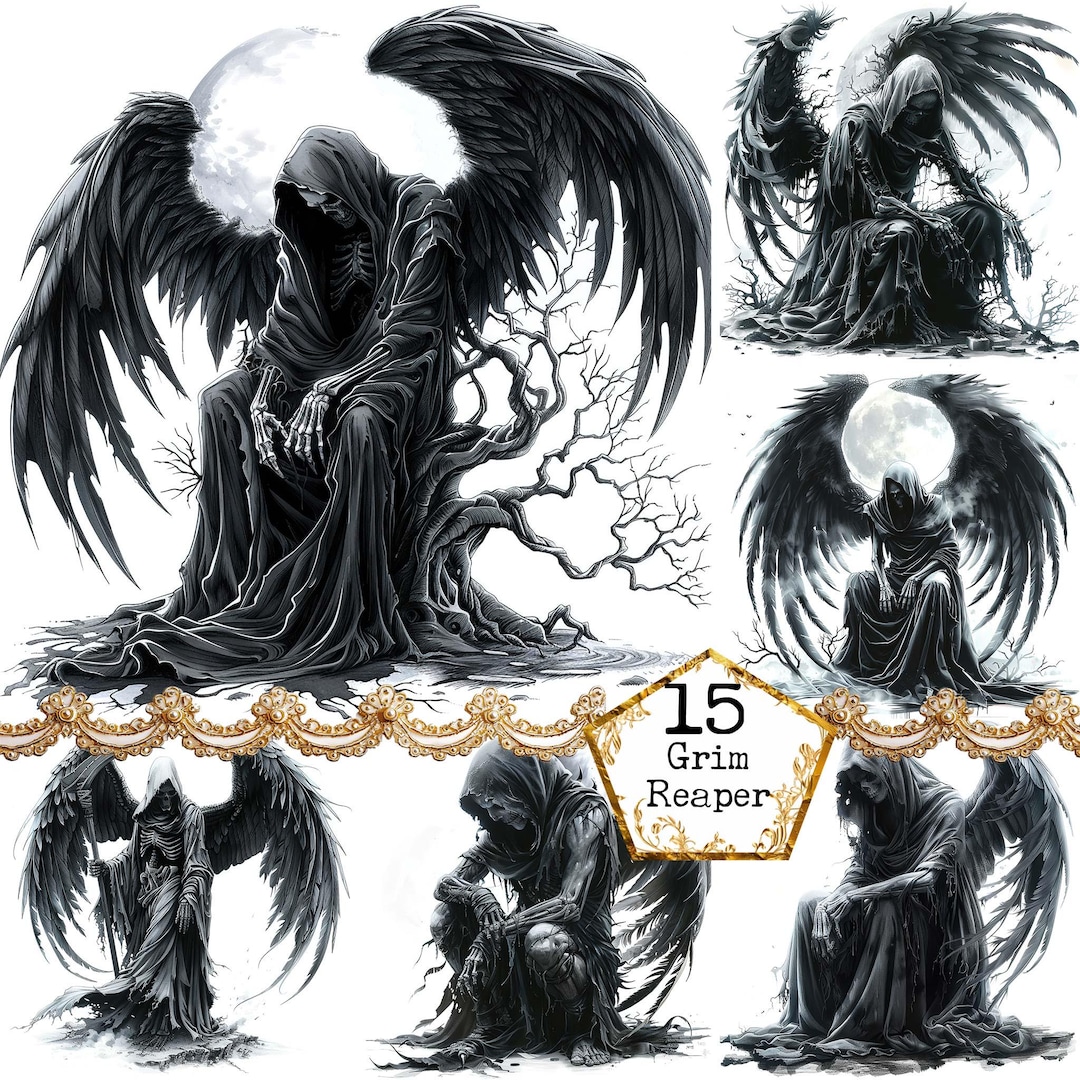JPEG Grimm Reaper Clipart Bundle Spooky Clipart Halloween Clipart ...