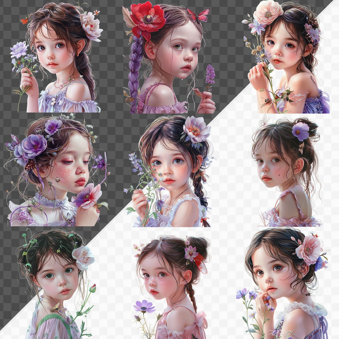 PNG Spring Girl Clipart Bundle Floral Girl Cute Little Child PNG ...