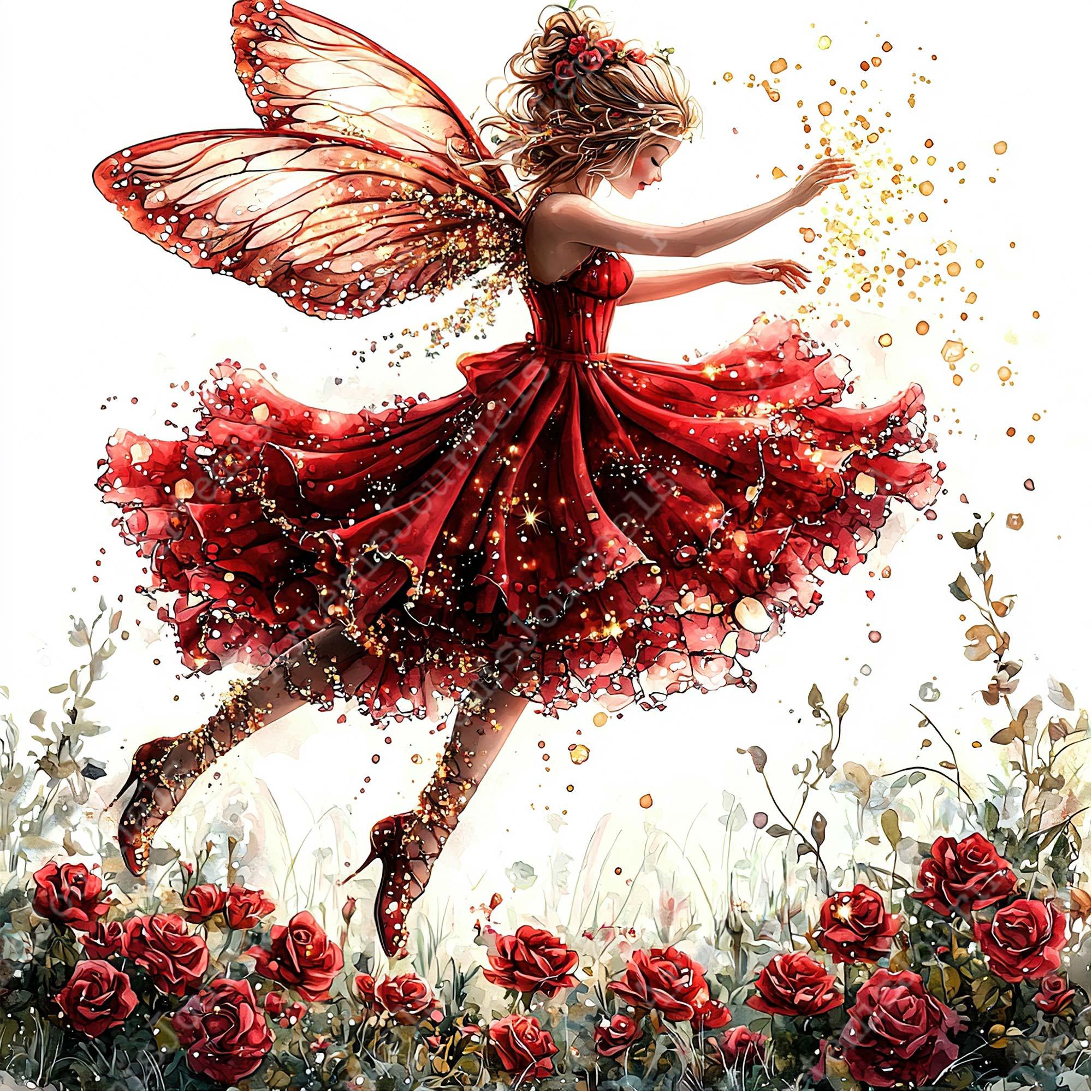 JPEG Watercolor Red Haired Fairy Clipart Bundle Love Fairy Magical ...