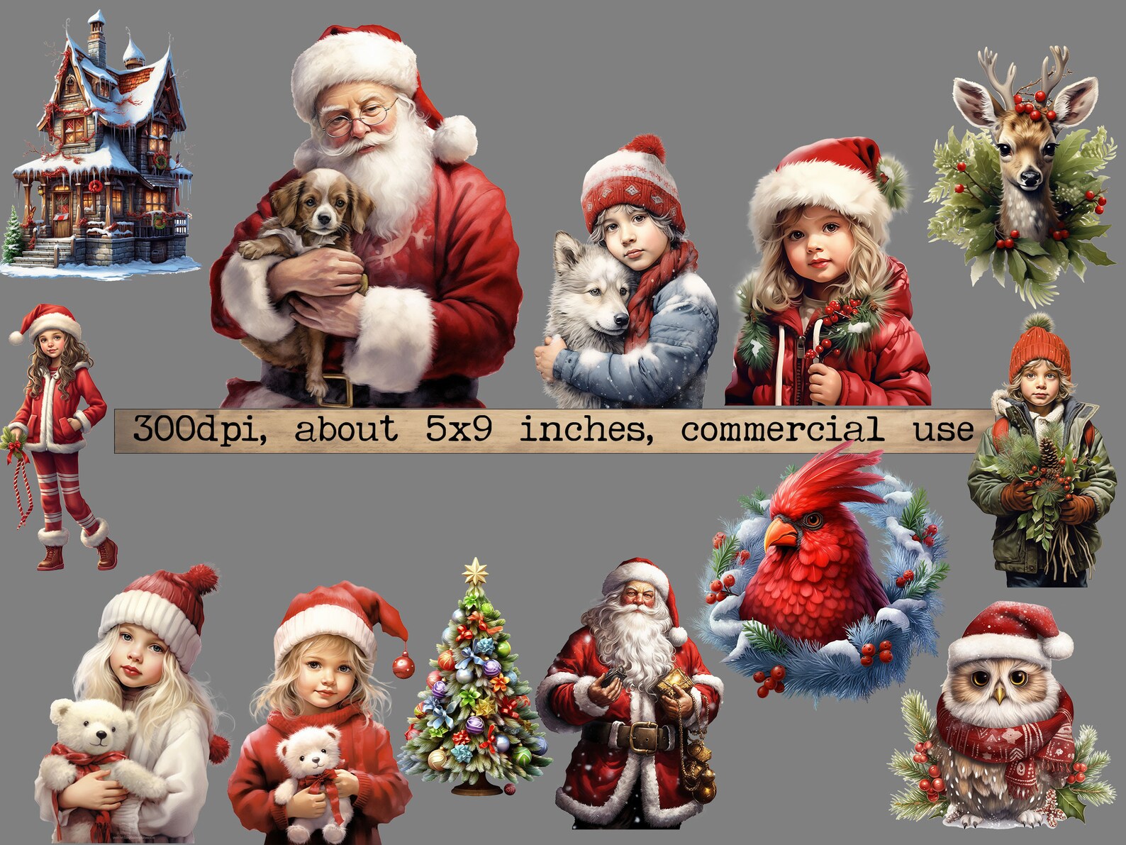 Big Christmas Bundle Clipart Transparent PNG, Little Girls, Christmas ...