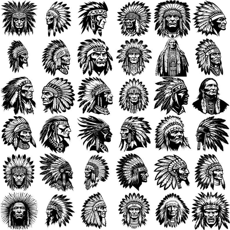 35 Native American Chief Svg, Dxf, Eps, Ai, Pdf, Jpg, Png American ...