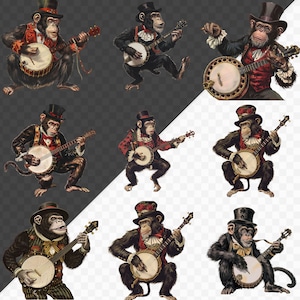 Victorian Vintage Circus Monkey Watercolor Clipart, Victorian Circus ...