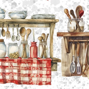 PNG Kitchen Utensils Clipart Bundle Rustic Kitchen Clipart Commercial ...