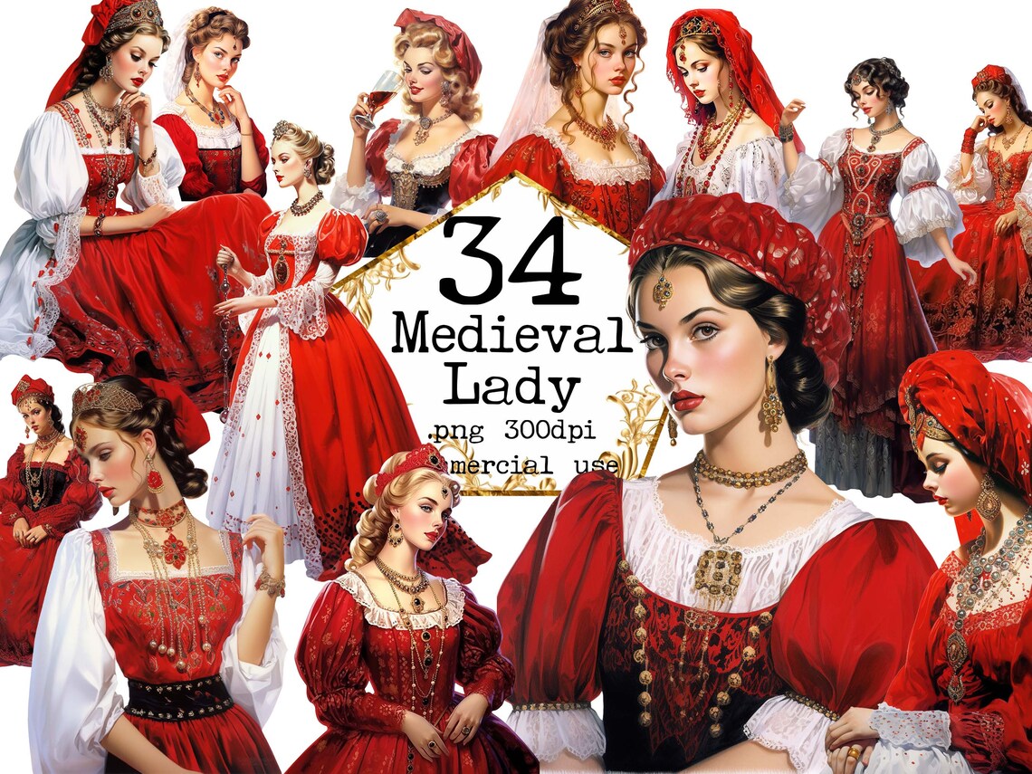 PNG Medieval Lady Bundle Clipart PNG, Transparent Background Ladies ...