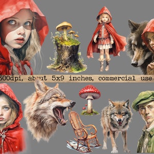 Little Red Riding Hood Bundle PNG, Transparent Clipart, Wolf, Fairy ...