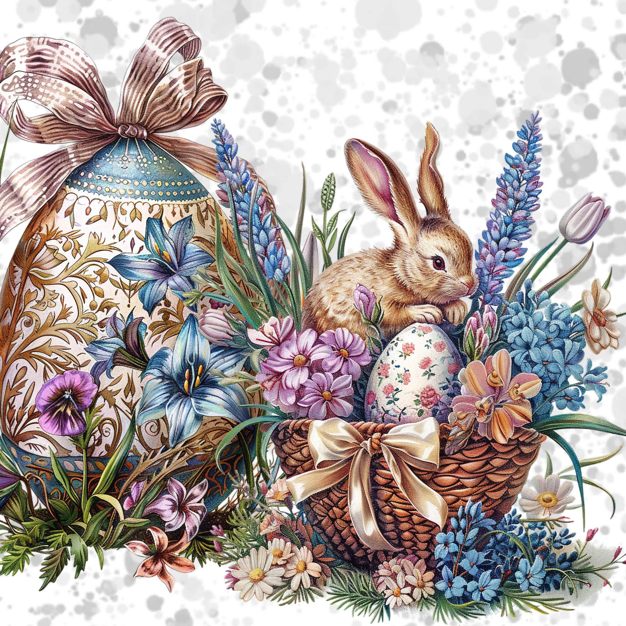 Watercolor Easter Eggs Clipart Bundle Spring Flowers Png Easter Rabbit ...