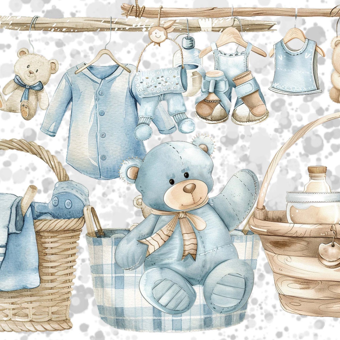 PNG Laundry Clipart Bundle PNG Clothes Line Clipart Invitation Elements ...