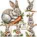 PNG + JPEG Watercolor Rabbit With a Carrot Clipart Bundle Cute Bunny ...
