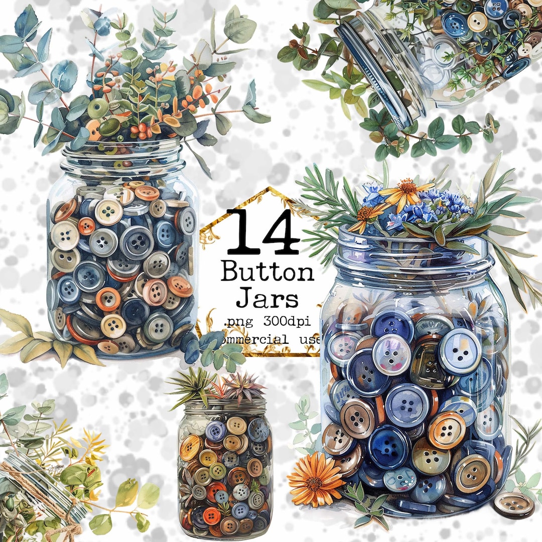 PNG Mason Jars Clipart Bundle Jars Illustration Buttons Jars Commercial ...