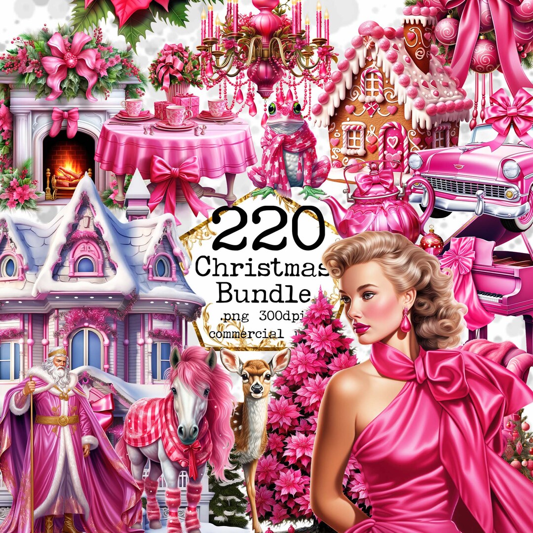 PNG 220+ Big Pink Christmas Bundle Clipart PNG Transparent Background ...
