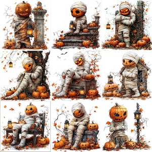 JPEG Watercolor Halloween Mummy Clipart Bundle Mummy Clipart Egyptian ...