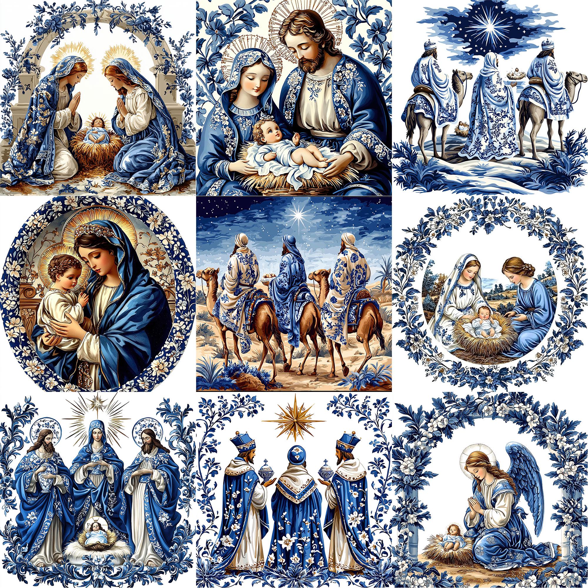 JPEG Antique Nativity Scene Tiles Clipart Bundle Mediterranean Tiles ...