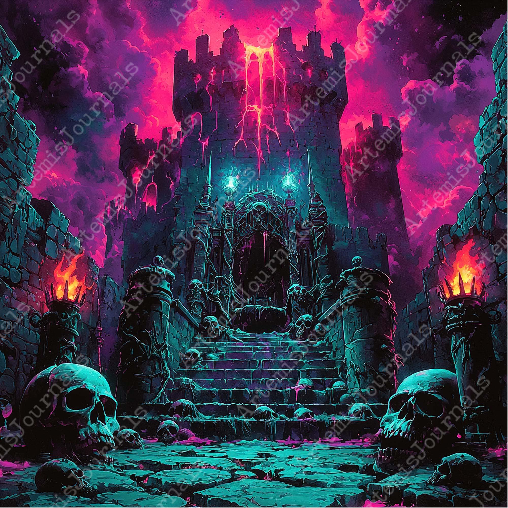JPEG Electric Vibrant Haunted Castle Illustration Halloween Art ...