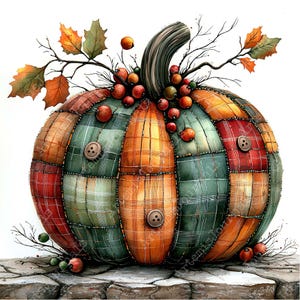 JPEG Plaid Pumpkin Clipart Bundle Fall Graphics Autumn Harvest ...