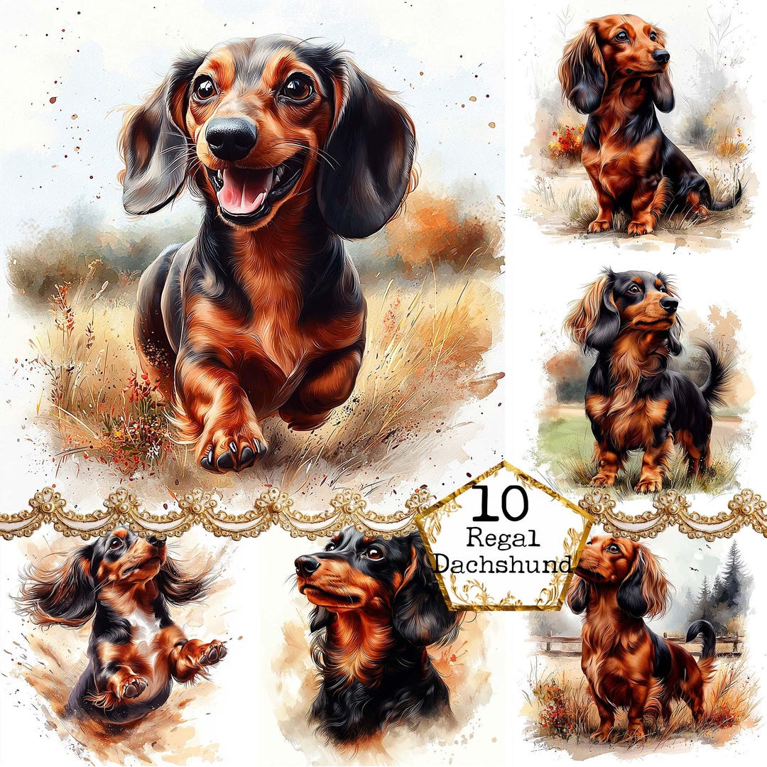 JPEG Dachshund Clipart Bundle Dog Clipart Commercial Use Instant ...