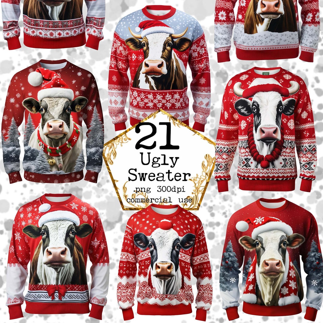 Ugly Christmas Sweater Clipart Bundle Christmas PNG Tacky Sweater ...