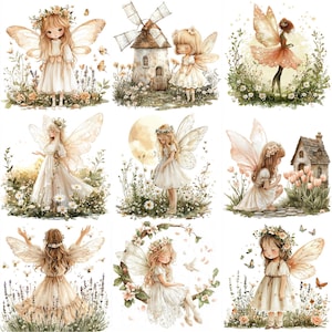 JPEG Spring Fairy Clipart Bundle Instant Download Spring Flowers White ...