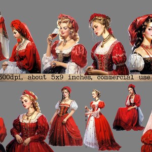 PNG Medieval Lady Bundle Clipart PNG, Transparent Background Ladies ...