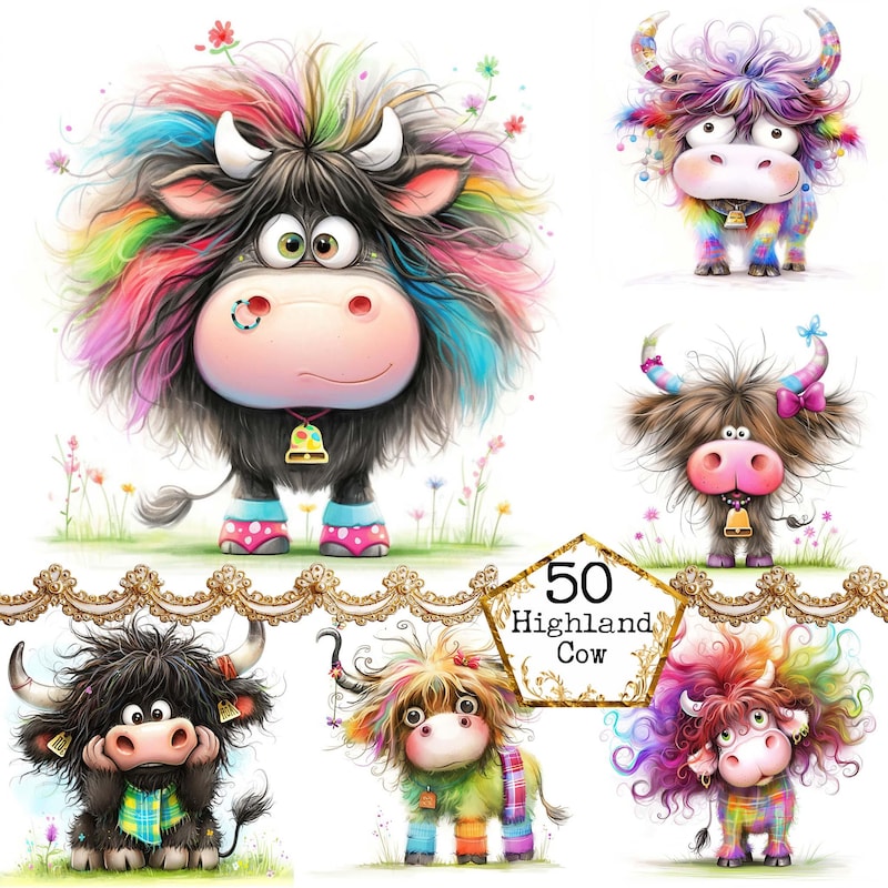 Hairy Cow Illustration Print - Etsy UK