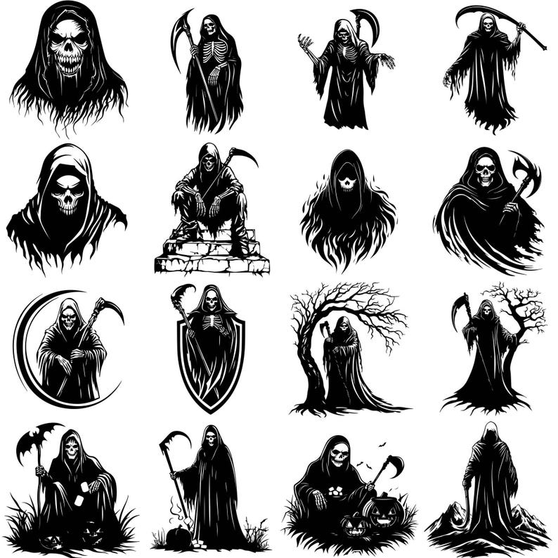140 Grimm Reaper Svg, Dxf, Eps, Ai, Pdf, Jpg, Png Grim Reaper Clipart ...