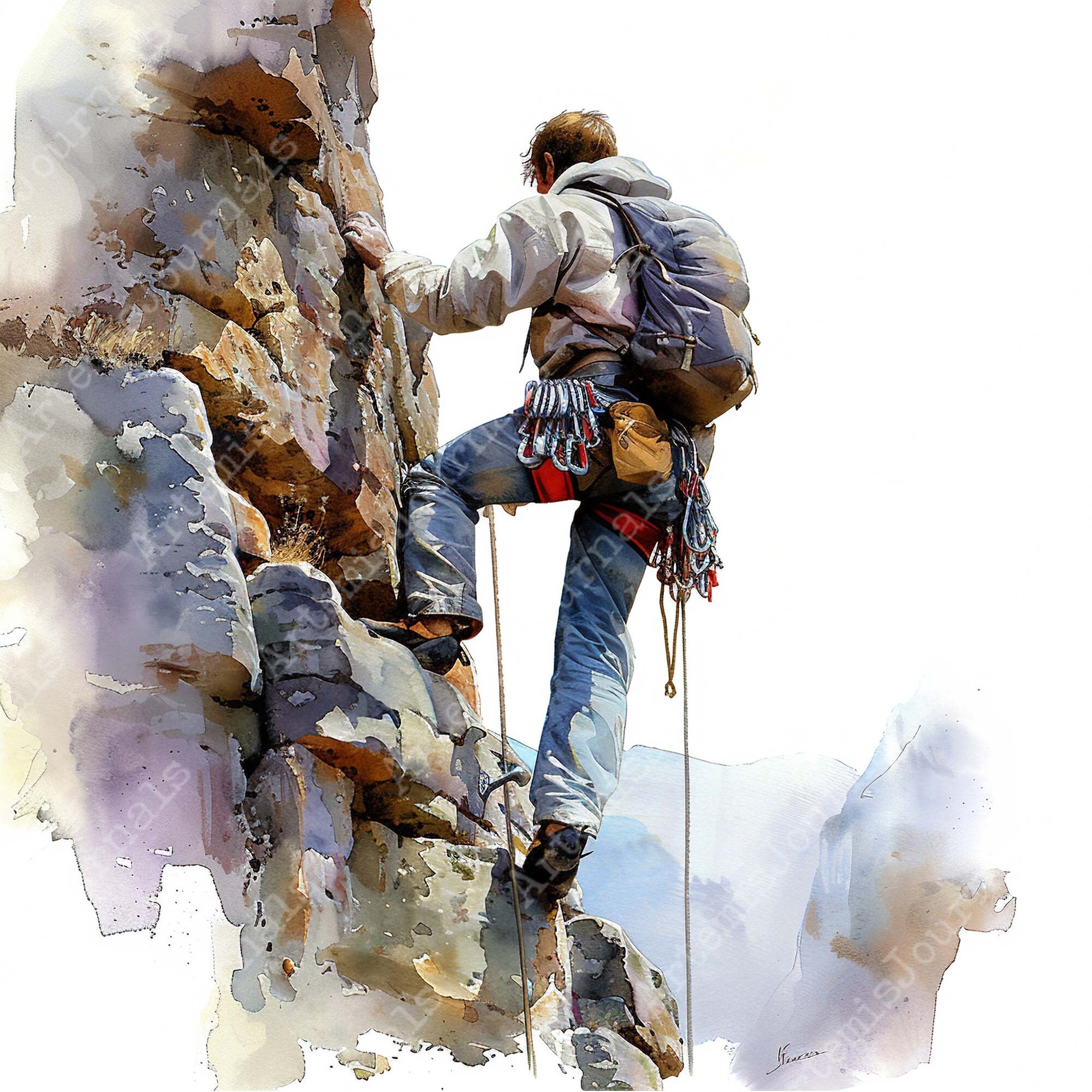 Watercolor Mountain Climber Clipart Bundle JPEG Commercial Use ...