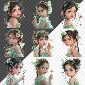 PNG Spring Girl Clipart Bundle Floral Girl Cute Little Child PNG ...