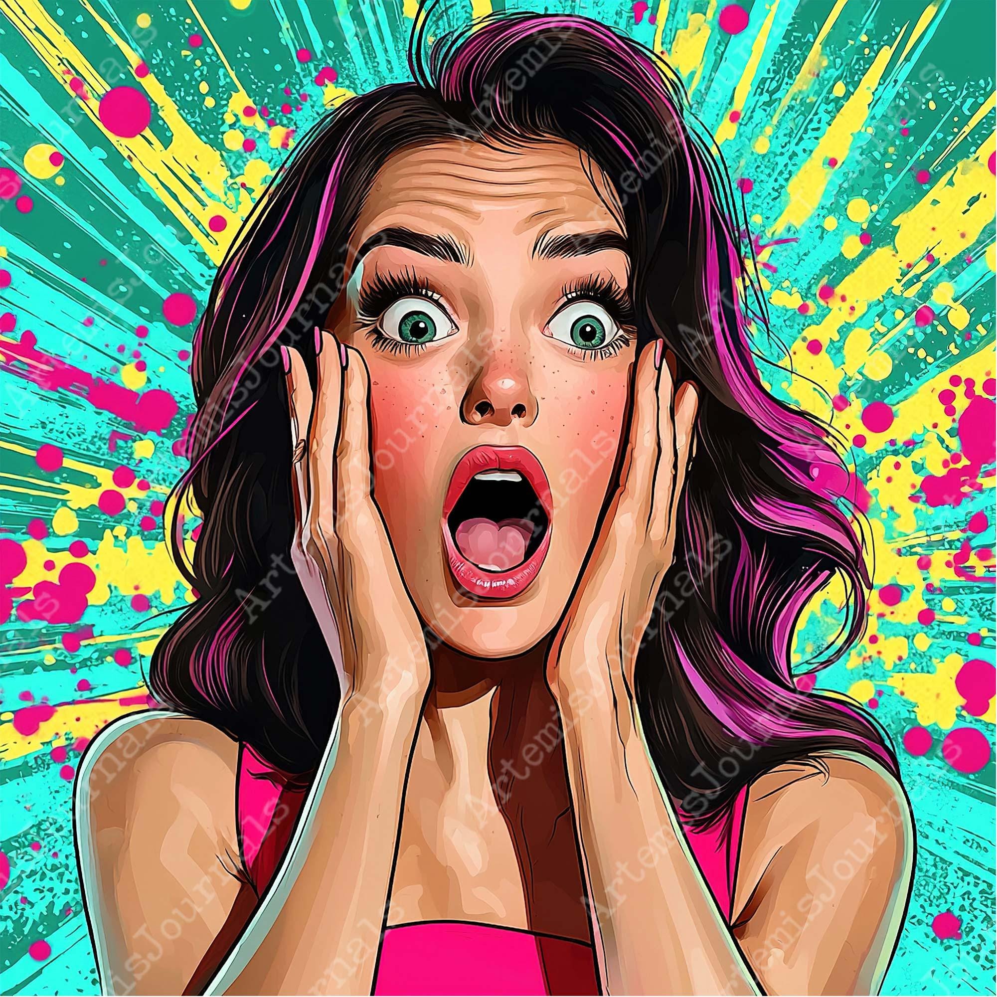 JPEG Retro Comic Style Pop Art Girls Shoked Bundle Pop Art Girl Retro ...