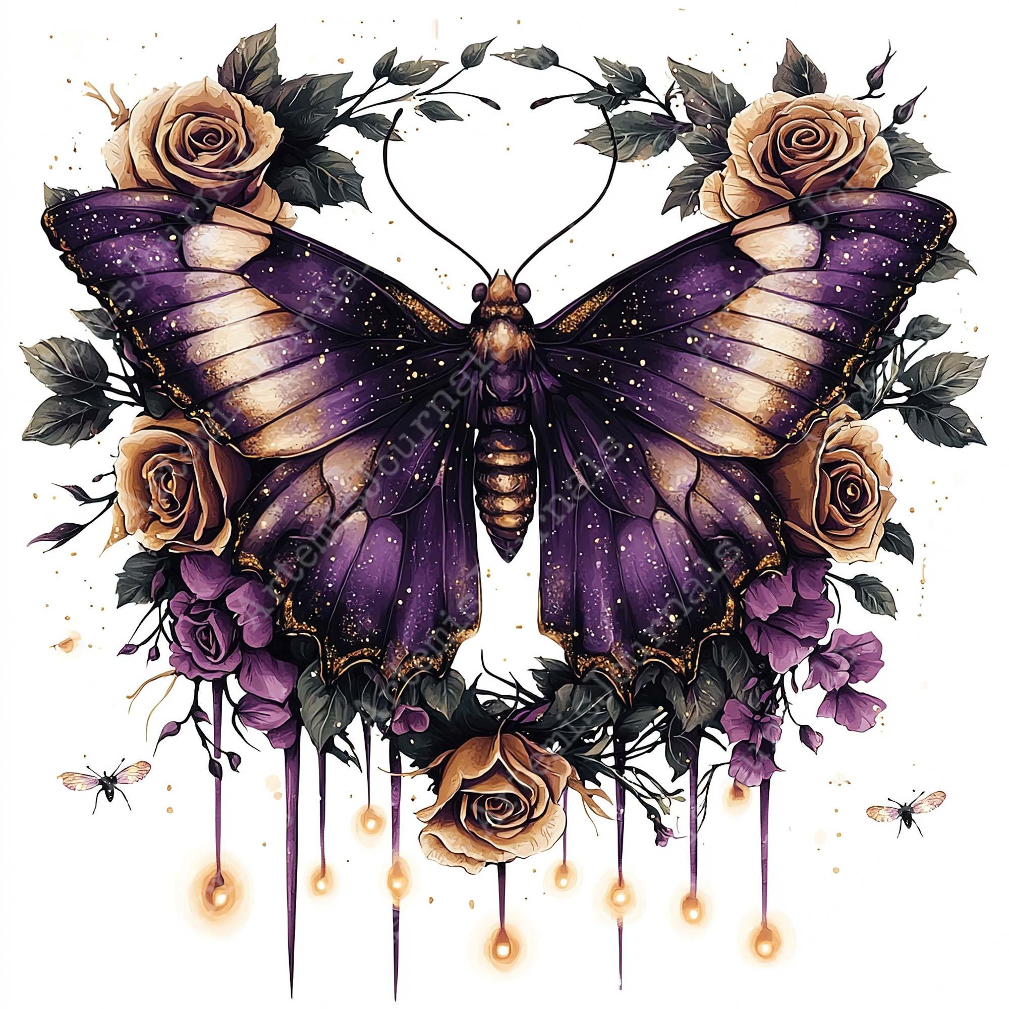 JPEG Gothic Moth Clipart Bundle Spooky Moth Mystical Moth Horror ...