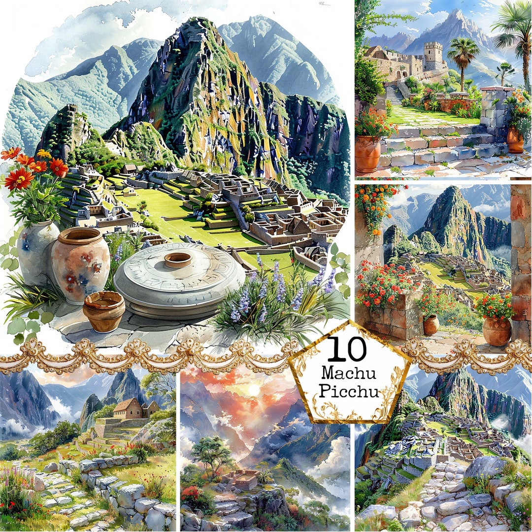 Machu Picchu Clipart Bundle JPEG Landscape Clipart Peru View Clipart ...