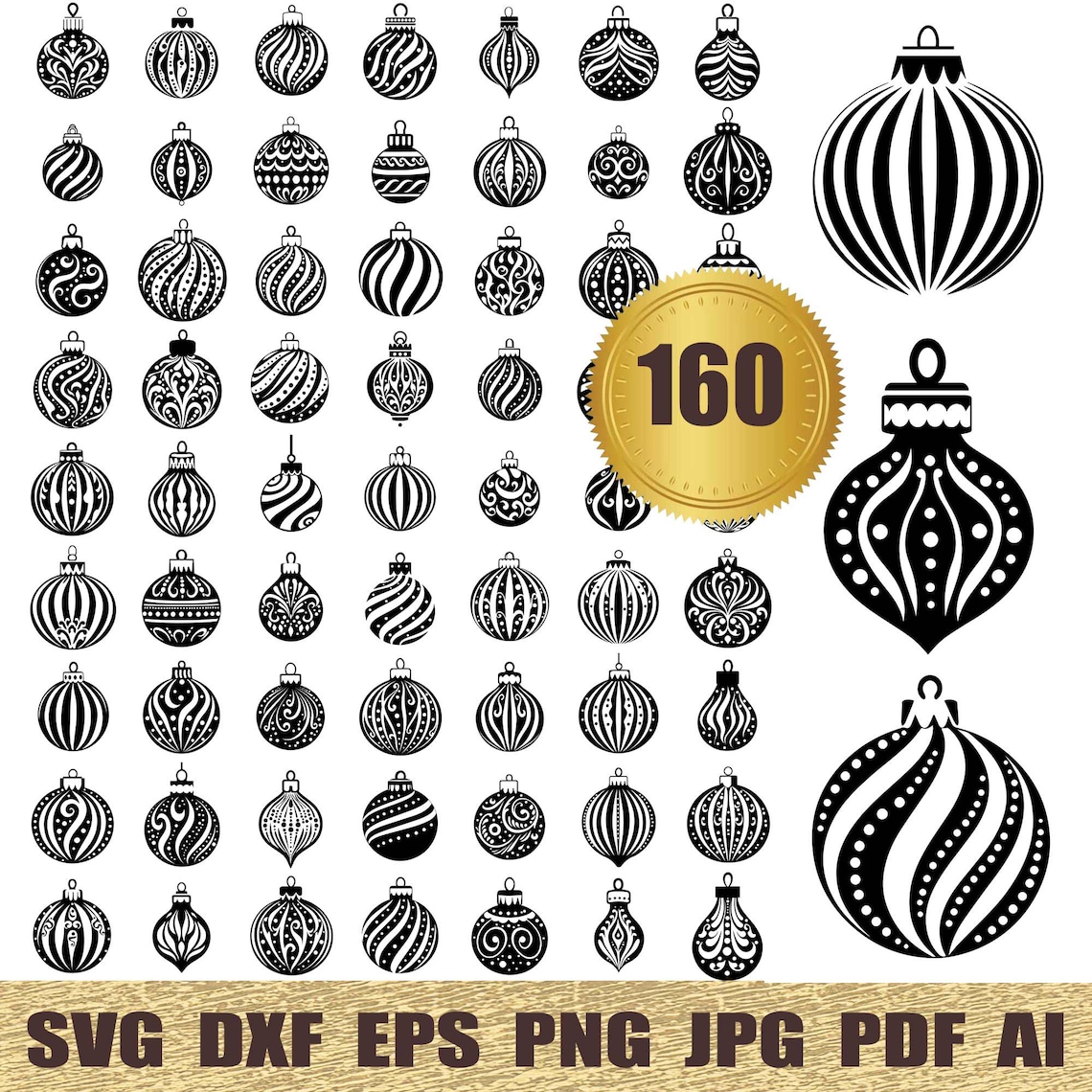160 Christmas Balls Svg, Dxf, Eps, Ai, Pdf, Jpg, Png Christmas Ornament ...