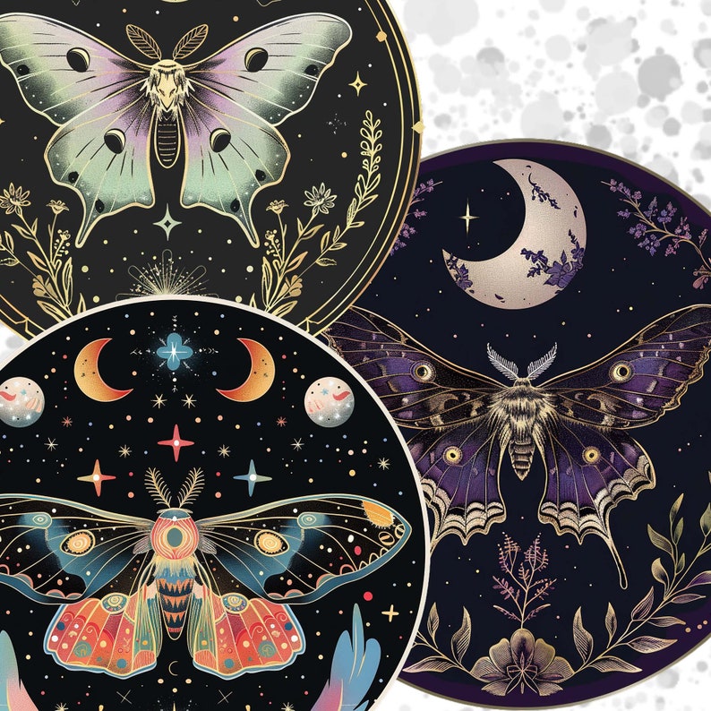 20 PNG Watercolor Galaxy Moths Clipart, Vintage Moth Clip Art, Moths ...