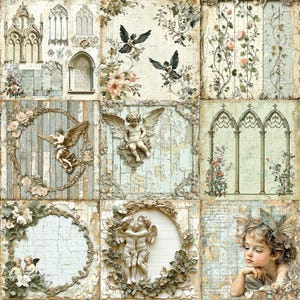 JPEG Scrapbook Antique Digital Paper Pack 12x12 Inches Weathered Paper ...