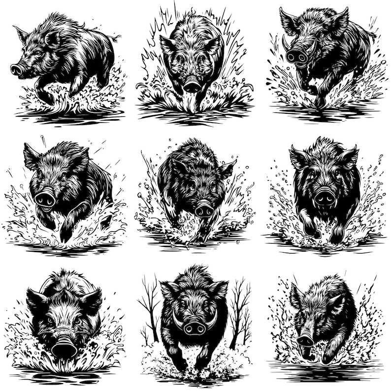 70 Wild Boar Svg, Dxf, Eps, Ai, Pdf, Jpg, Png Laser Engrave Files Svg ...