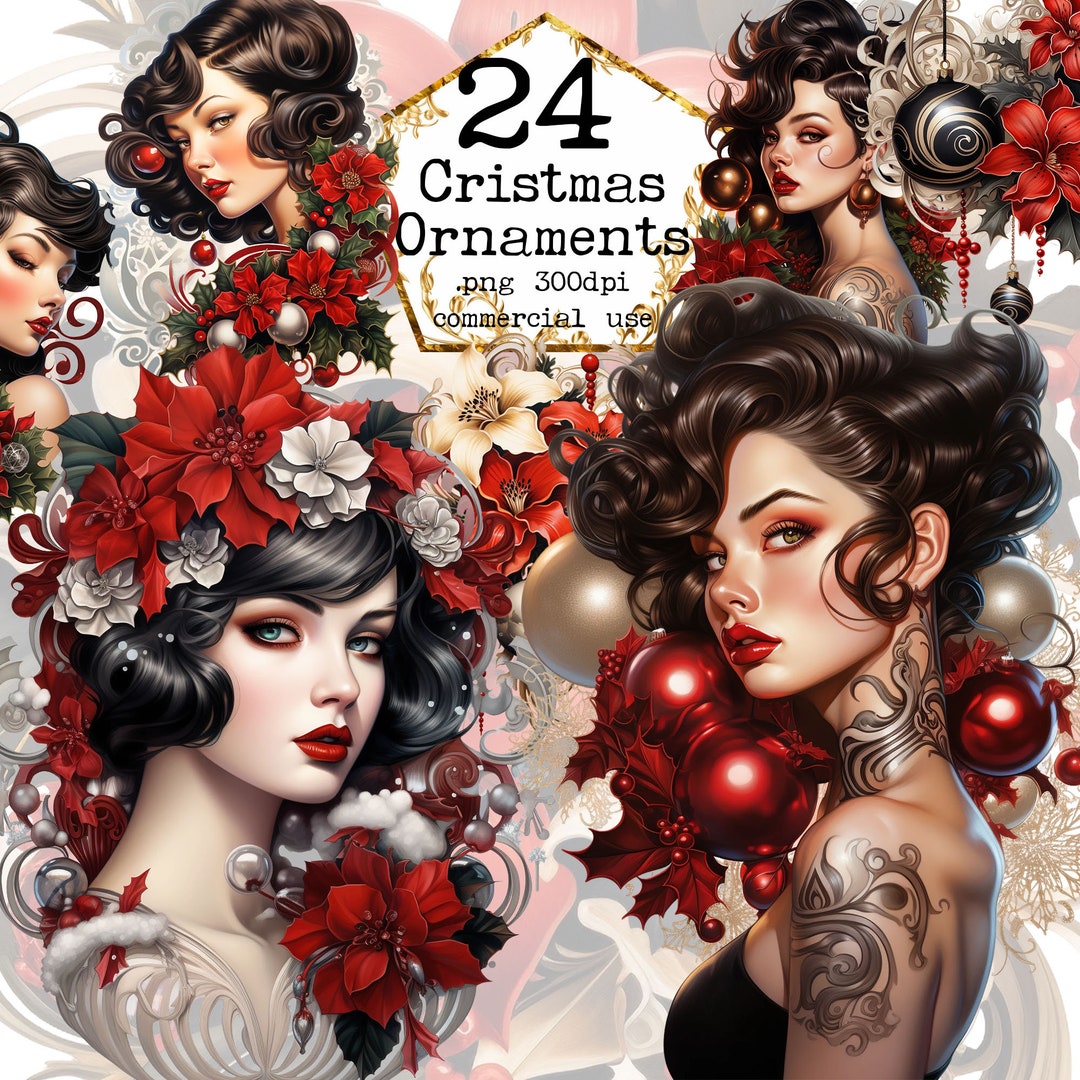 PNG Christmas Girls and Ornaments Clipart Bundle Christmas Decorations ...