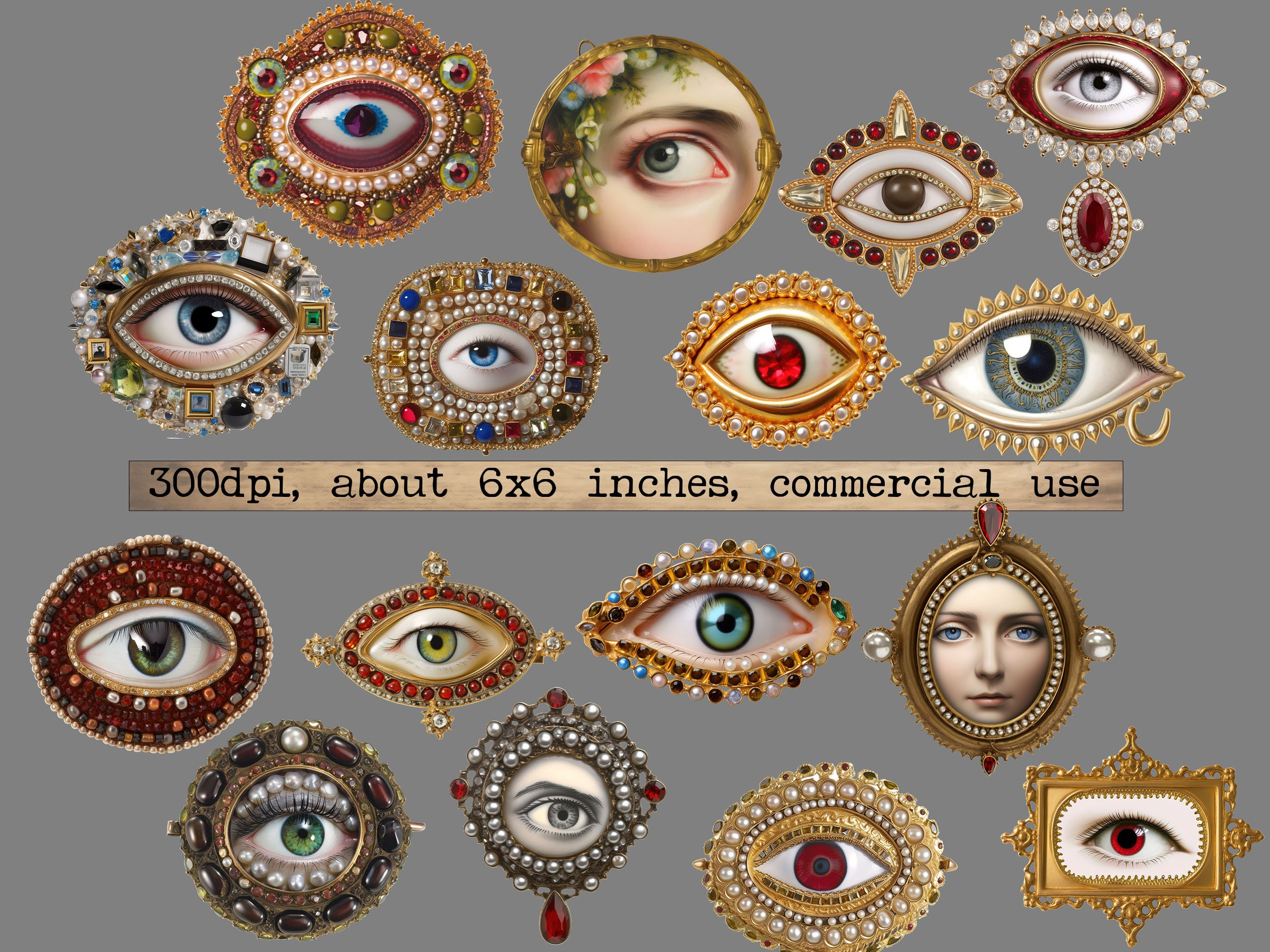 Lover's Eye Bundle Clipart, Transparent PNG, Vintage Ephemera ...