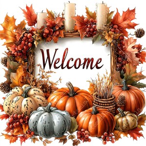 JPEG Welcome Fall Sublimation Design Clipart Bundle Pumpkin Design ...