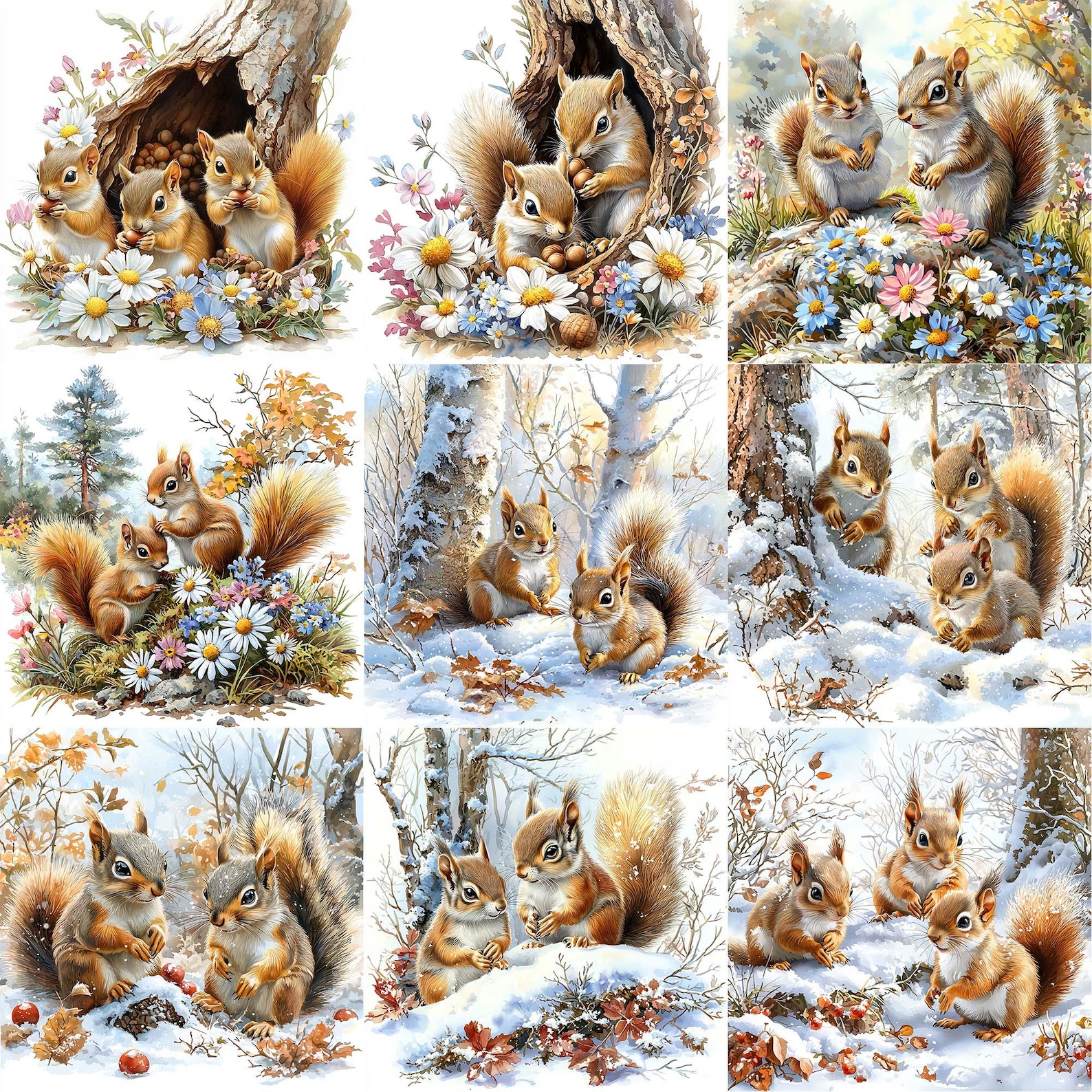 JPEG Squirrels Digital Background Woodland Animals Forest Clipart ...