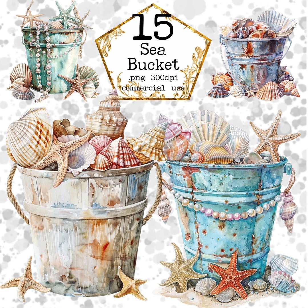 PNG Watercolor Seashell Buckets Rustic Clipart PNG Commercial Use ...