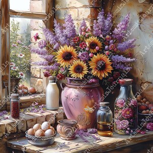 JPEG Shabby Chic Rustic Floral Kitchen Clipart Bundle High Quality ...