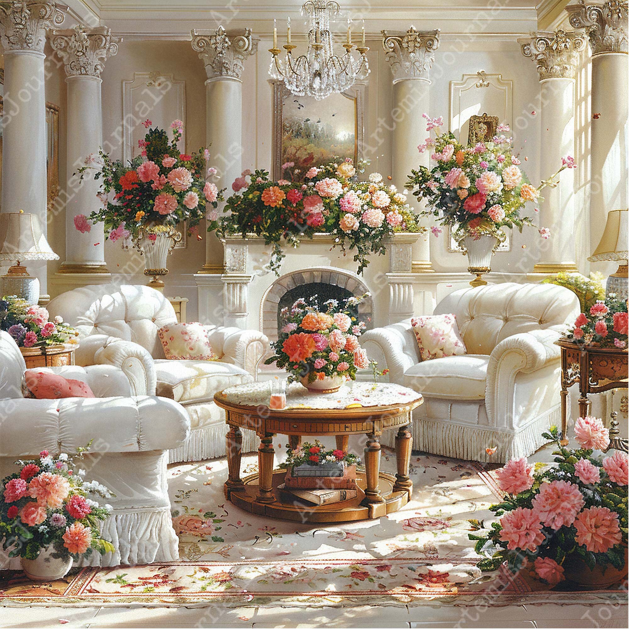 JPEG Shabby Chic Marie Antoinette Room Digital Backgrounds Bundle JPEG ...