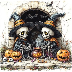 JPEG Halloween Skeleton Friends Clipart Bundle Halloween Friends ...