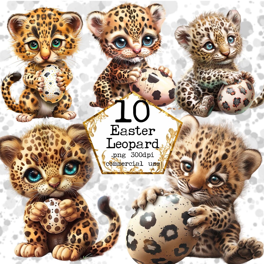 Easter Leopard Egg Clipart Bundle PNG Easter PNG Watercolor Easter ...