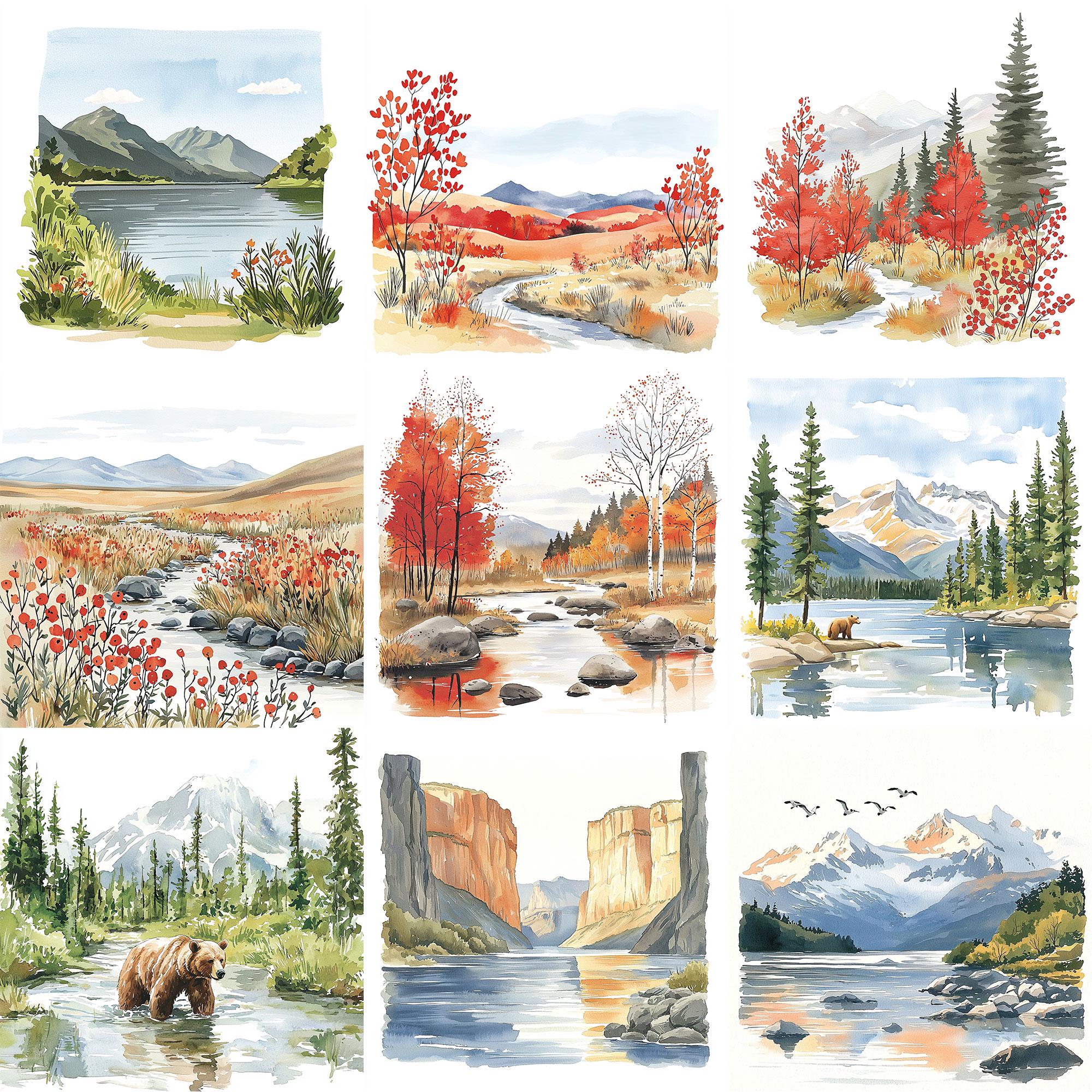 JPEG Watercolor Alaska Clipart Bundle City Clipart Landscape Clipart ...