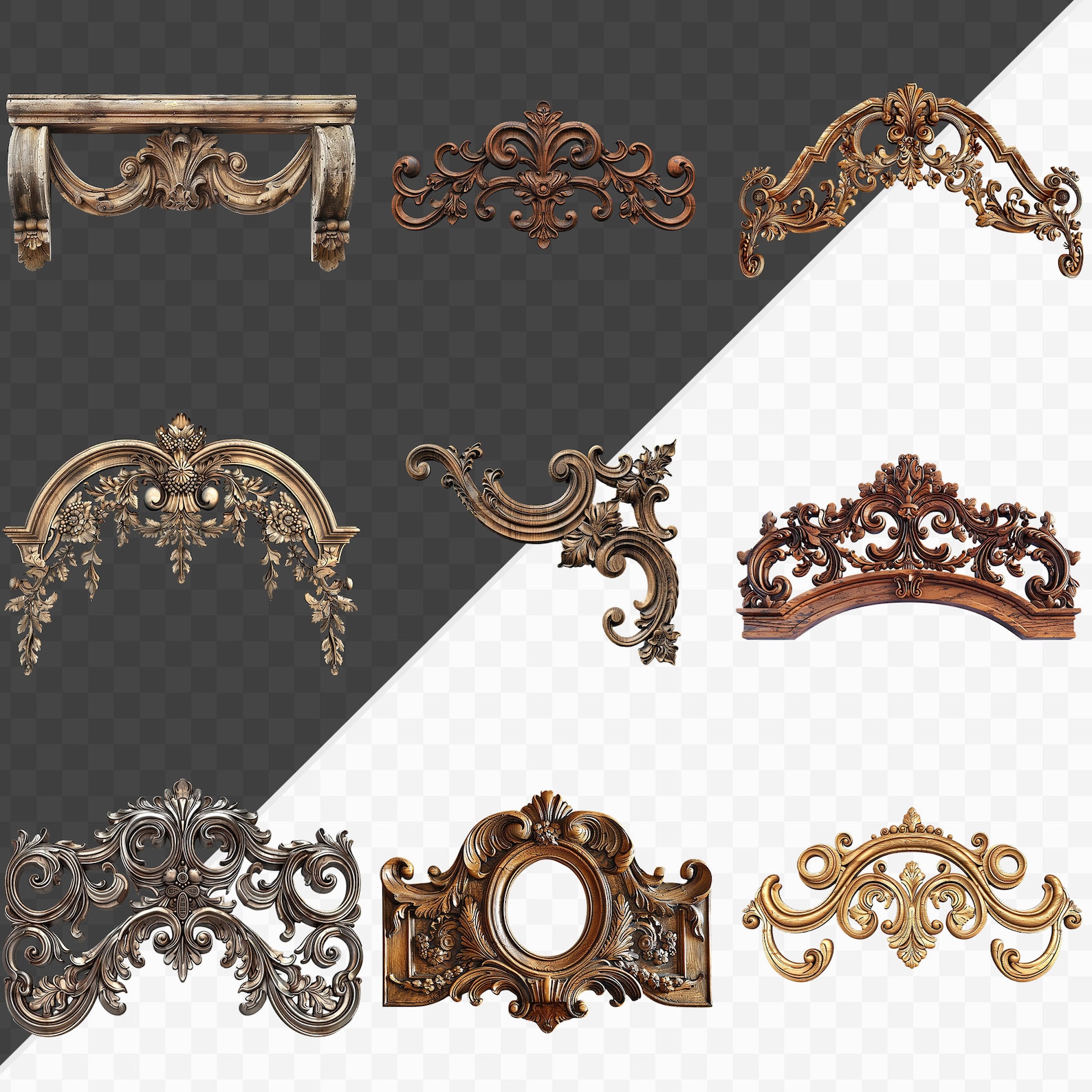 Wooden Corners Clipart Bundle Borders PNG Ornaments Clipart Vintage ...