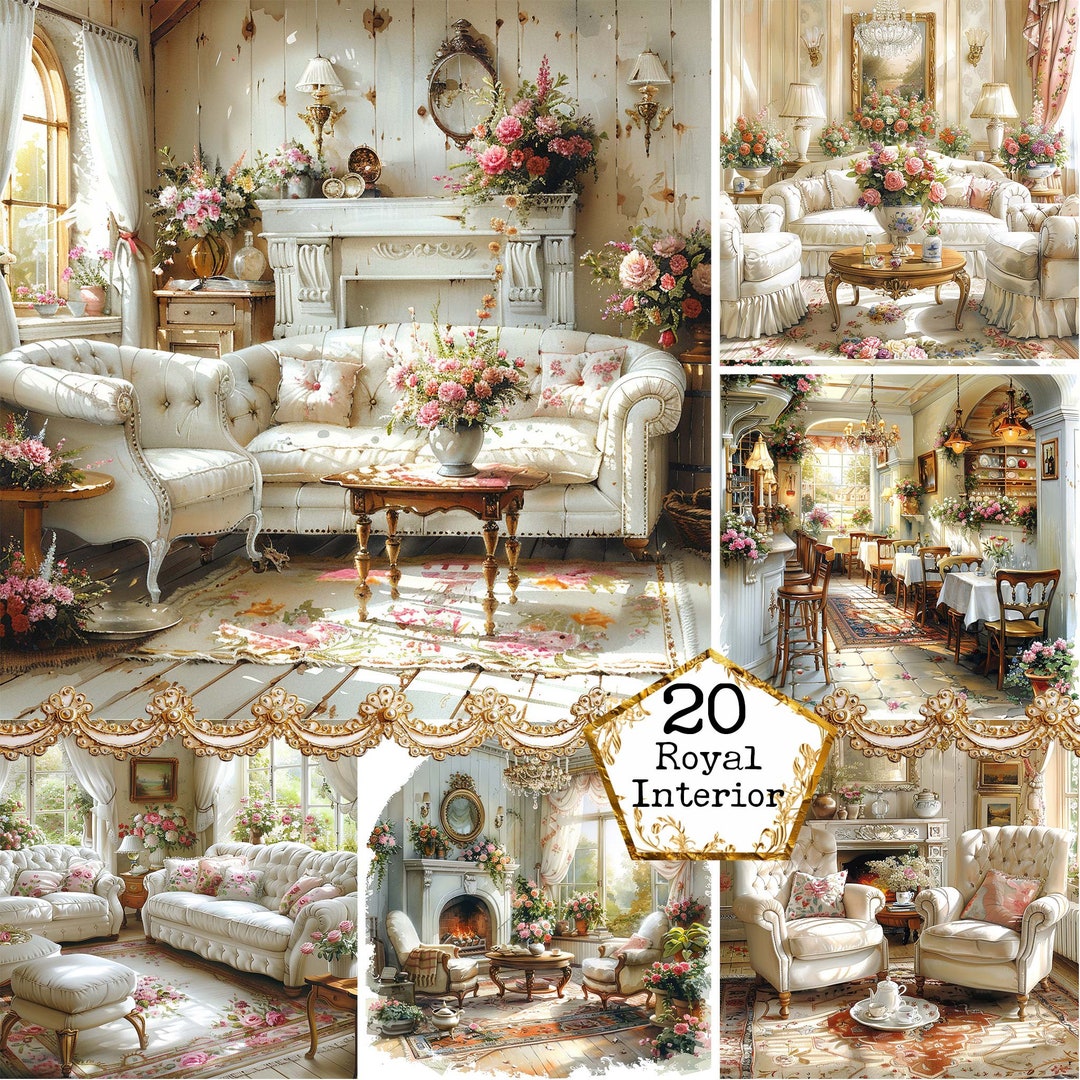 JPEG Shabby Chic Marie Antoinette Room Digital Backgrounds Bundle JPEG ...